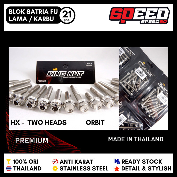 Jual Set Baut Blok Kalter Mesin Satria FU Raider Probolt Stainless King Nut | Shopee Indonesia