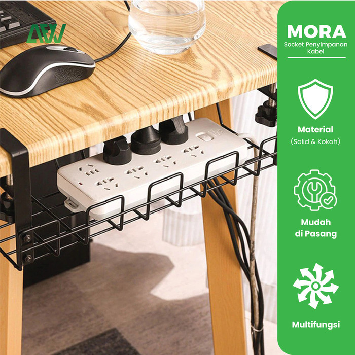 Jual MORA Desk Mount Cable Management Tray Socket Penyimpanan Kabel ...
