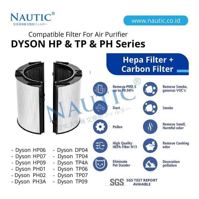 Jual Dyson TP06 TP07 TP09 Glass HEPA + Inner Carbon Filter Fan Purifier ...