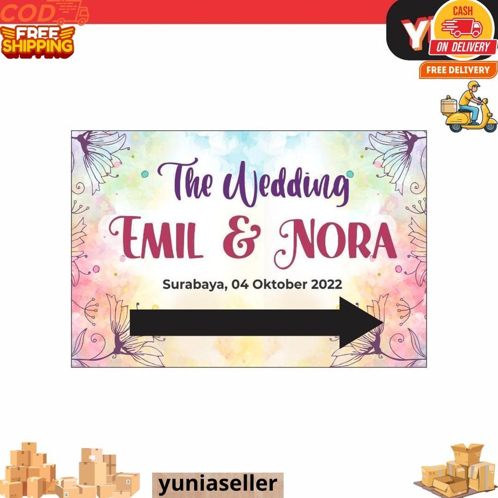 Jual Banner/Spanduk Penunjuk Arah Pernikahan D Gratis Ongkir | Shopee ...