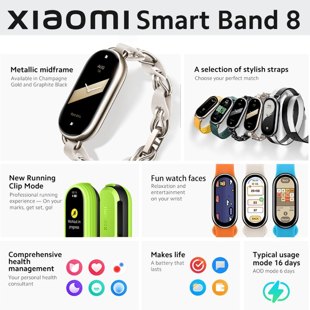 Jual NEW PRODUCT Xiaomi Mi Band 8 Smart Bracelet 1.62 AMOLED Screen Heart Rate Blood Oxygen ...