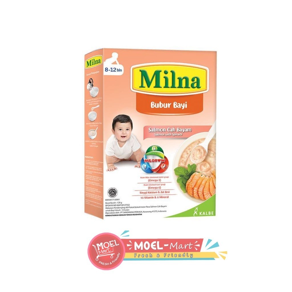 Jual MILNA Bubur 8+ Salmon Bayam 120gr | Shopee Indonesia