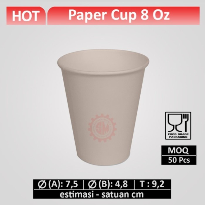 Jual \\\\\] paper cup 8 oz hot tanpa tutup sablon / Gelas Kertas 8 Oz (240 ml) | Shopee Indonesia