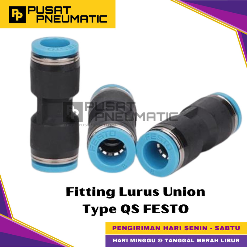 Jual QS-4 One Touch Fitting Union Lurus Slip Lock Socket Push In ...