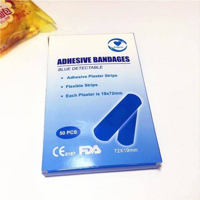 Jual Plaster Luka Metal - Waterproof Band Aid Blue Metal Detectable ...