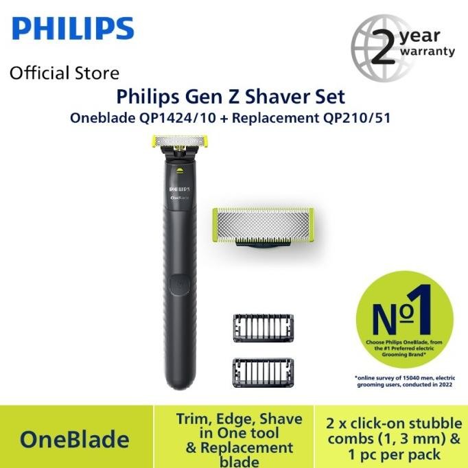 Jual PHILIPS GEN Z SHAVER SET - ONEBLADE QP1424/10 + REPLACEMENT QP210 ...