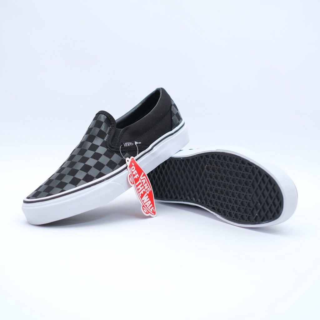 Jual (BISA COD) Sneakers Sneakers Slip On Checkerboard Black Black ...