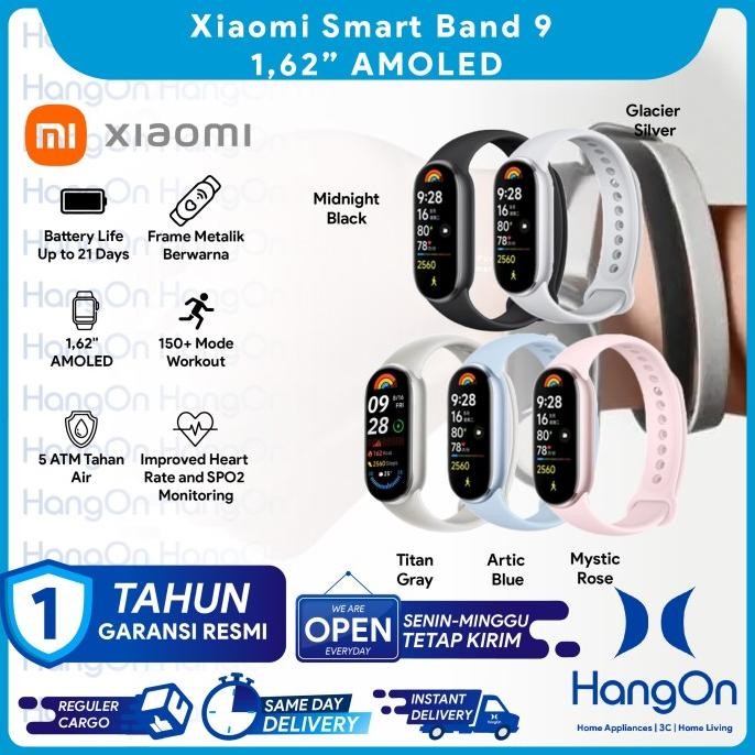 Jual XIAOMI SMART BAND 9 SMARTWATCH 1,62'' INCH AMOLED DISPLAY 5 ATM ...