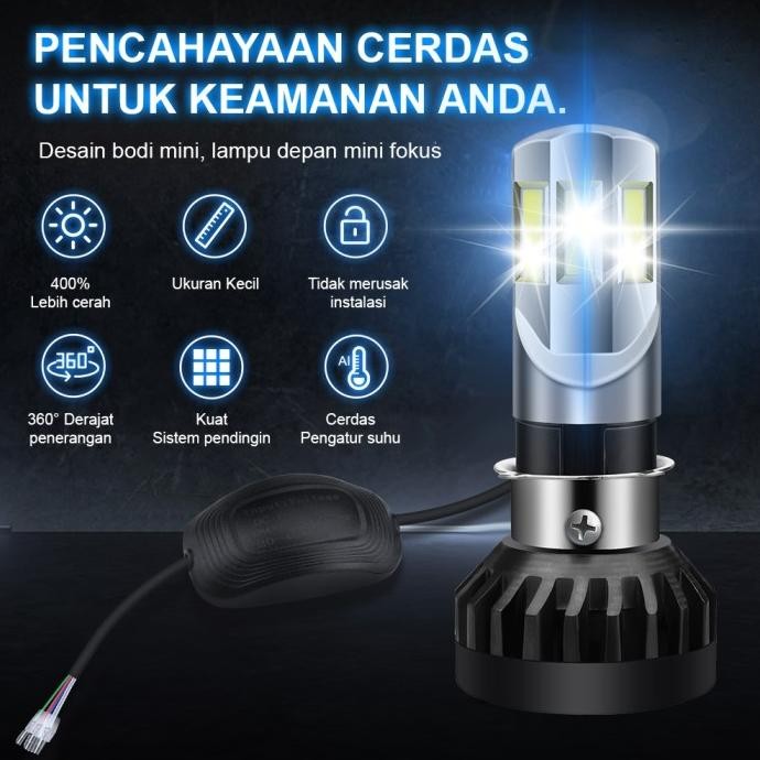 Jual LAMPU LED MOTOR RTD 6 SISI / 3 SISI AC/DC KIPAS BOHLAM DOP LAMPU DEPAN PNK | Shopee Indonesia