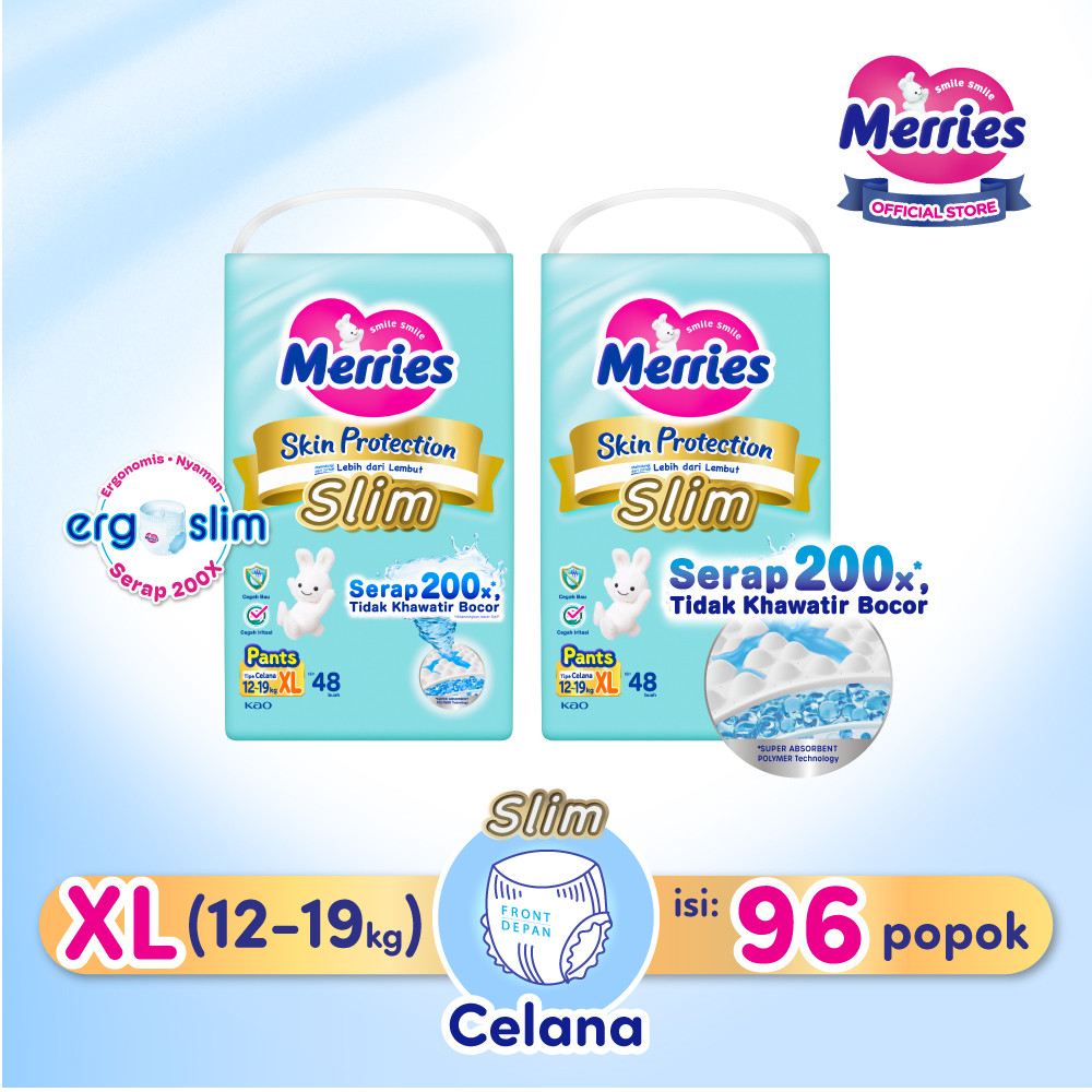 Jual Merries Skin Protection Slim Pants Popok Bayi Diapers Ergoslim XL ...