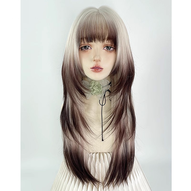 Jual Wig Kepala Penuh Wanita, Rambut Palsu Panjang Lurus Perempuan ...