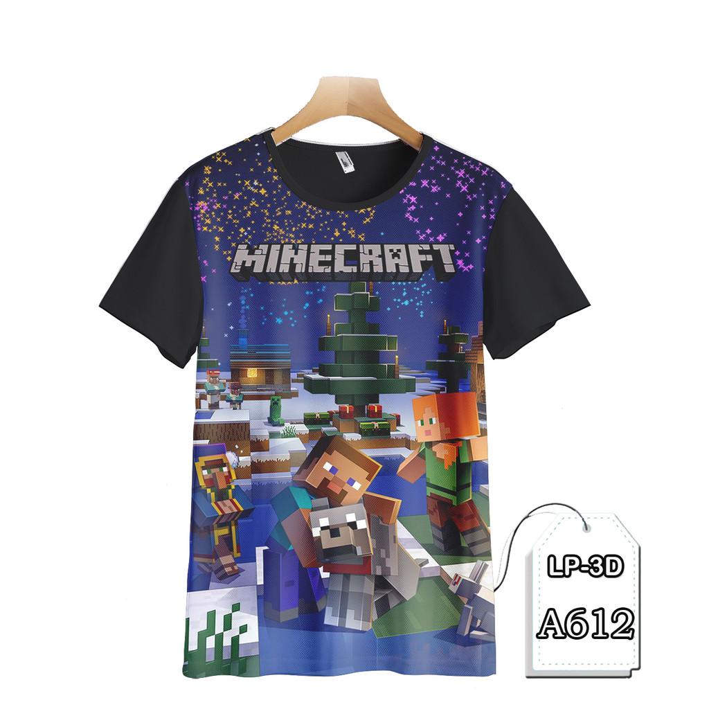 Jual Baju Minecraft Kaos Anak dan Dewasa Printing 3D LP3D-A612 Fashion ...