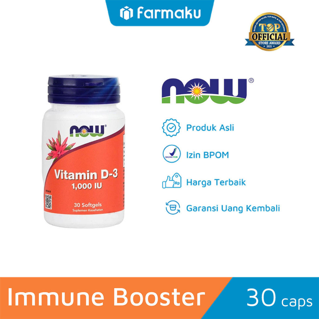 Jual Now Vitamin D3 1000 IU Isi 30 Softgels - Suplemen Tulang dan Imun | Shopee Indonesia