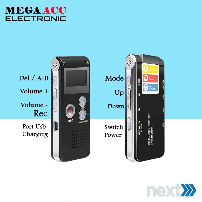 Jual USB Digital Voice Recorder 8GB + Mp3 Player - Alat Perekam Suara ...