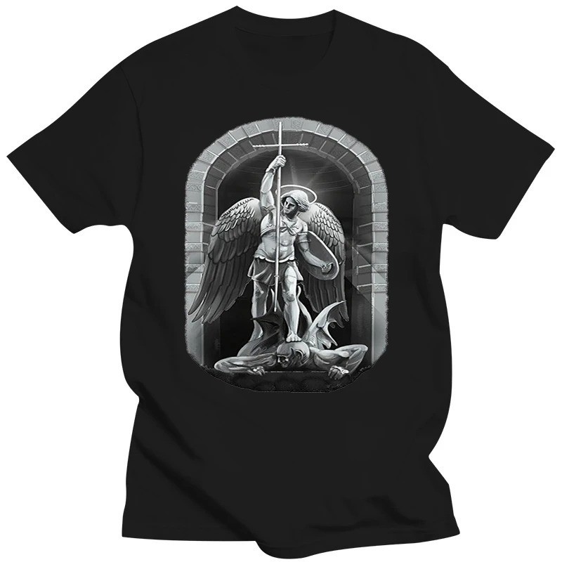 Jual Kaos Desainer Pria Kaos Archangel Michael Pendek Leher Kru Sablon ...