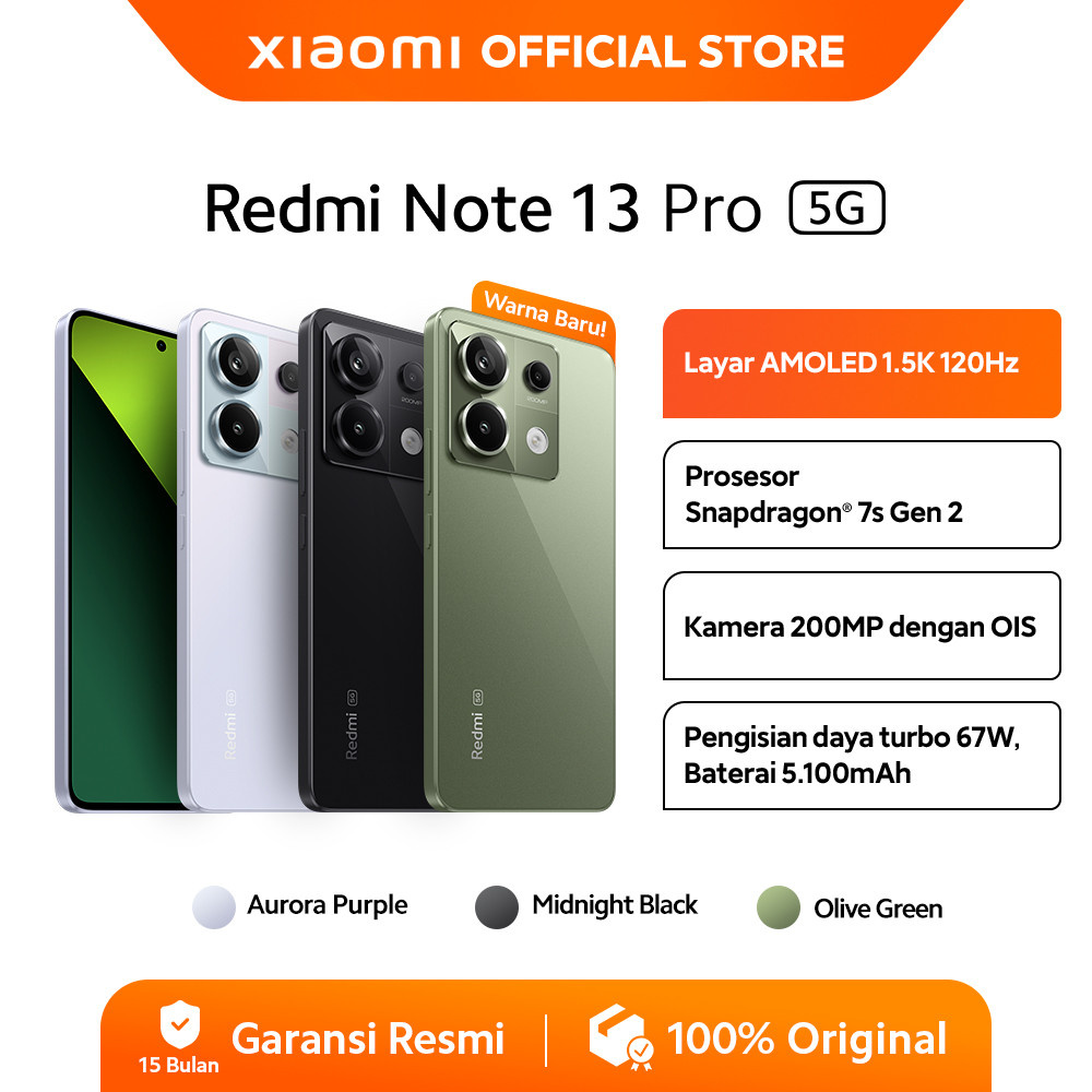 Jual Xiaomi Redmi Note 13 Pro 5G (8GB/256GB) (12GB/512GB) | Snapdragon ...