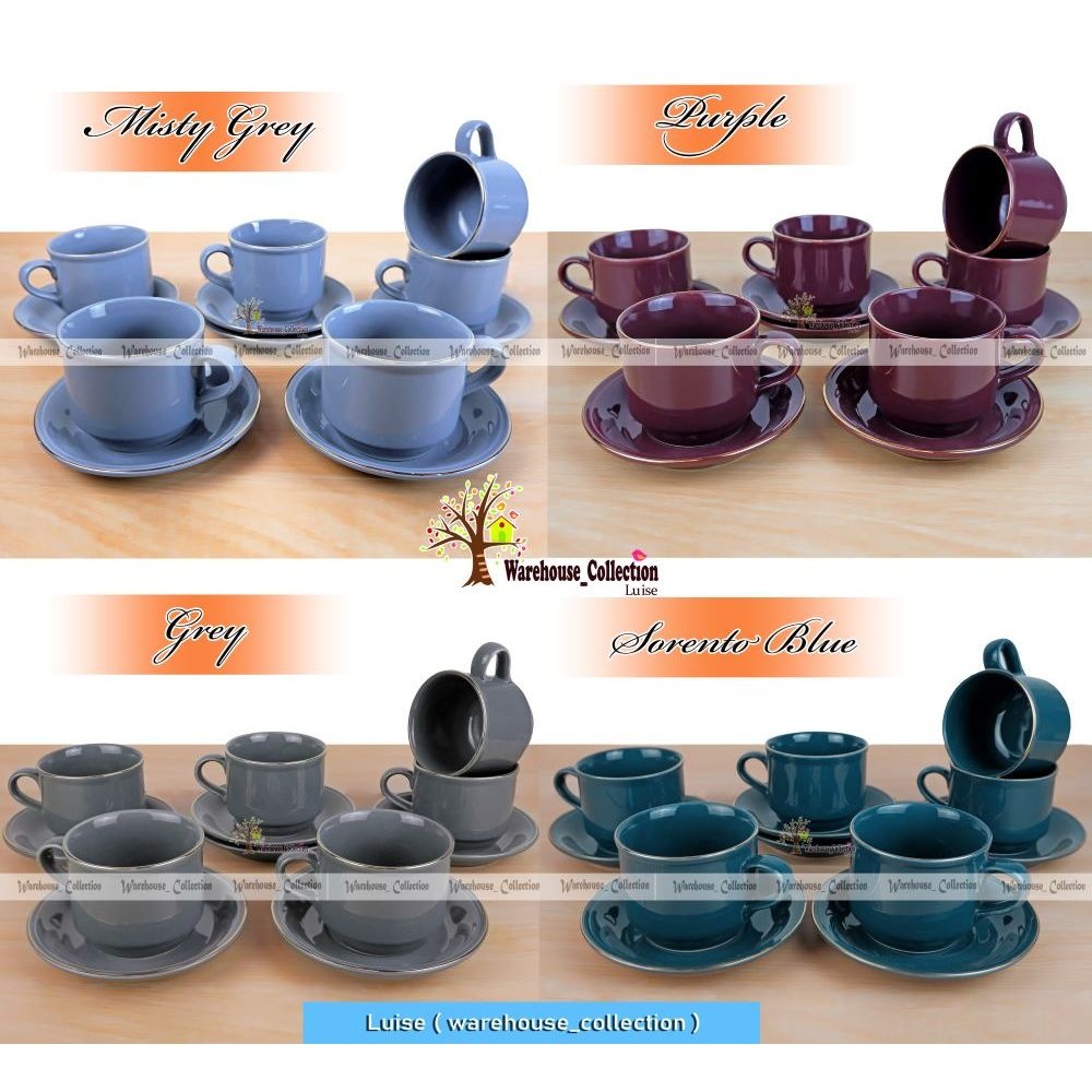 Jual FX470 Cangkir Set warna list emas ( 6 cangkir + 6 tatakan ...