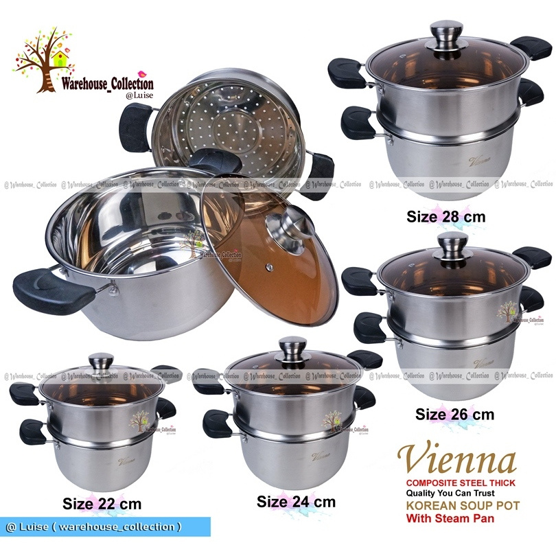 Jual EJ308 SteamPot viena / Steam Pot Panci + Sarangan / Panci isi 2 / Panci kukus Steamer ...