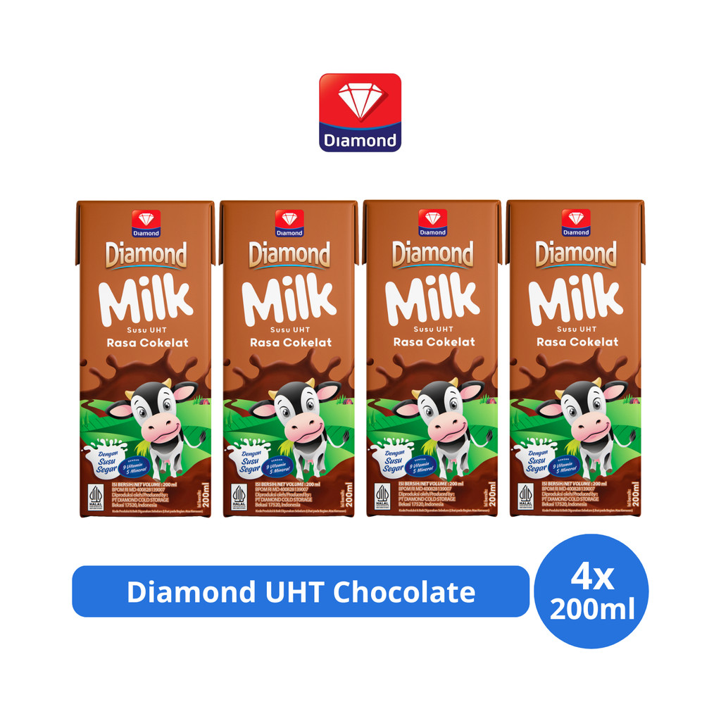 Jual Diamond Milk Susu UHT Chocolate 200ml x 4 pcs | Shopee Indonesia
