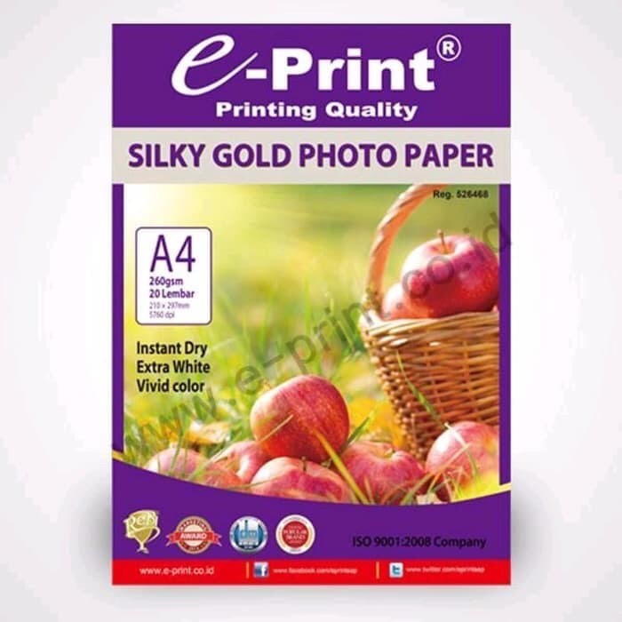 Jual E-print silky gold photo r A4 kertas foto doff bagus | Shopee ...
