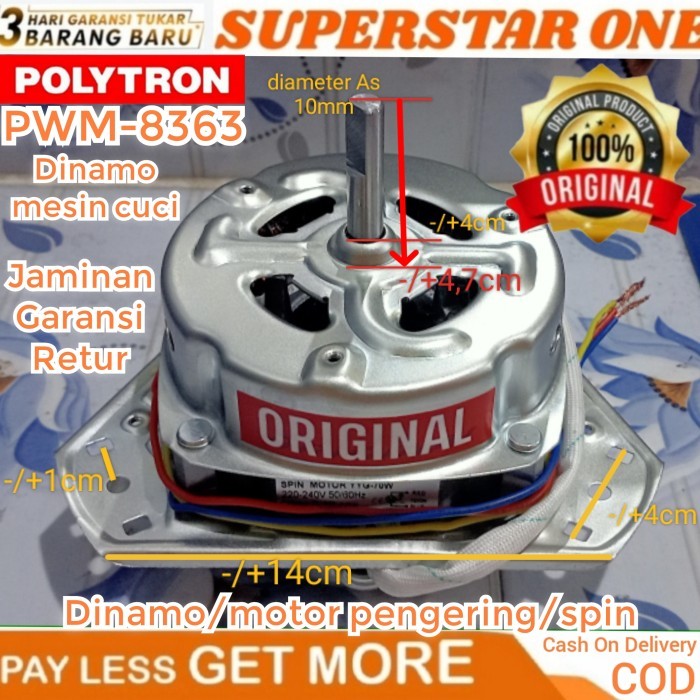 Jual DINAMO SPIN/PENGERING MESIN CUCI POLYTRON PWM-8363 | Shopee Indonesia