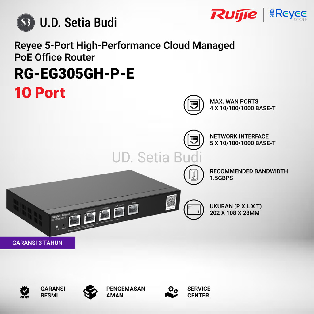 Jual Ruijie Reyee RG-EG305GH-P-E, Router Kantor Reyee 5-Port PoE Manage ...