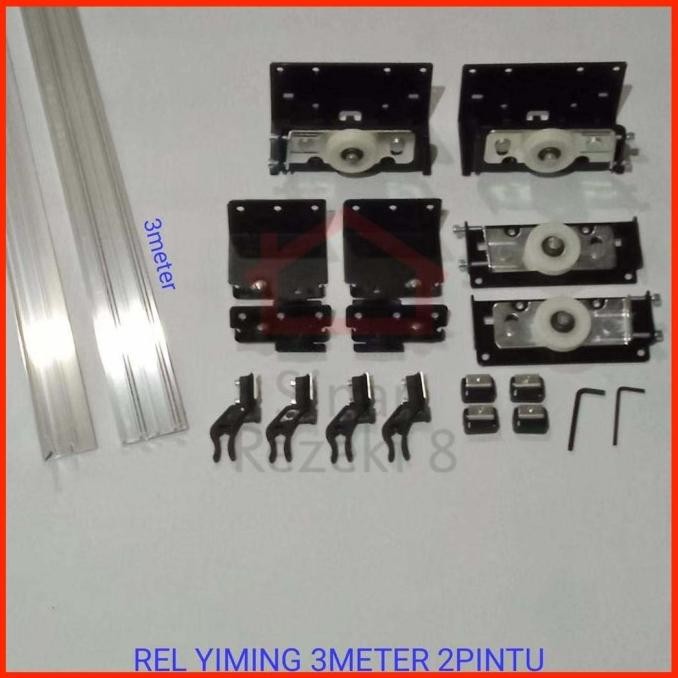 Jual Set Rel Yiming 3 Meter + Roda 2 Pintu / Lemari Sliding Pakaian Geser | Shopee Indonesia