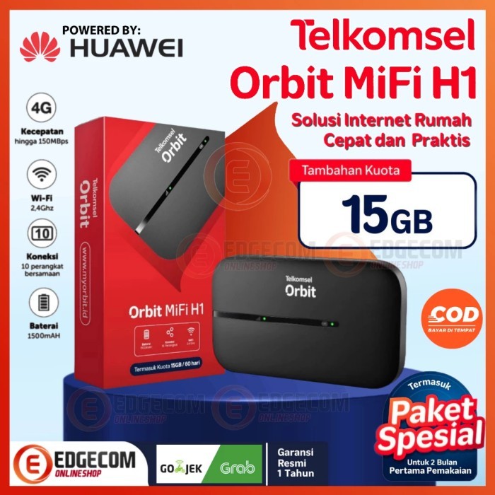 Jual Telkomsel Orbit H1 Portable Modem Wifi 4G LTE Free 150GB GARANSI ...