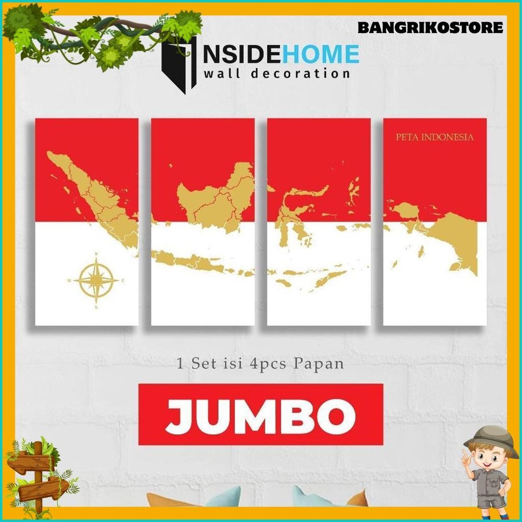 Jual Wall Decor Peta Indonesia [1 Set] Poster Kayu Map Pajangan Rumah ...