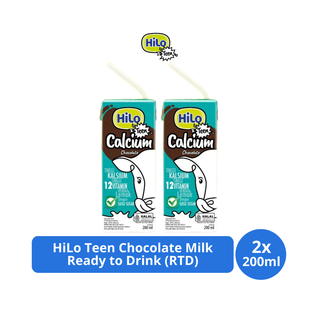 Jual HiLo Teen Chocolate Milk Ready to Drink (RTD) 200ml x 2 pcs ...