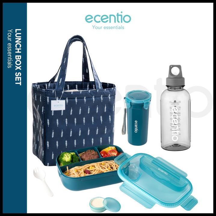 Jual Ecentio Kotak Makan Set Lunch Box Anti Bocor Bottle Lunch Bag Bpa ...