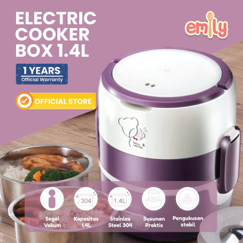 Jual Sale Emily Electric Cooker Box 1.4L / Lunch Box Cooker Set / Wadah ...