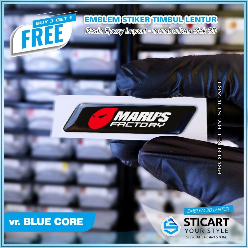 Jual EMBLEM MARUS FACTORY TIMBUL STIKER MOTOR BLUE CORE 3D EMBLEM ...