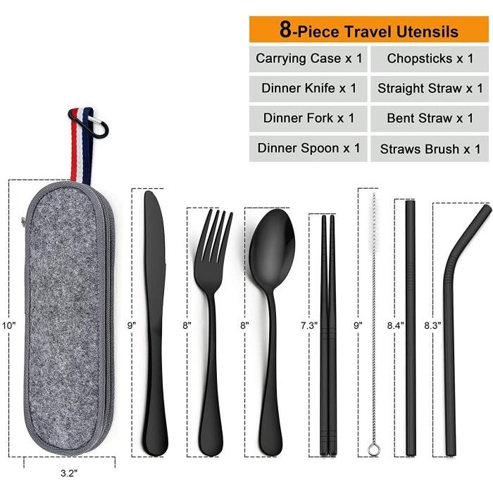 Jual 8 Pcs Stainless Steel Foldable Cutlery Set Ams Original | Shopee ...
