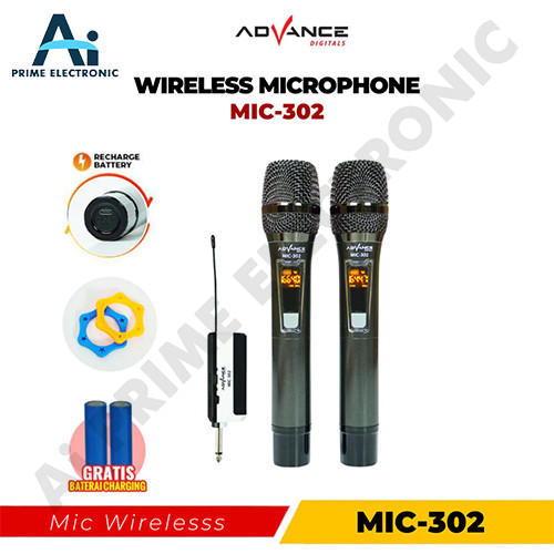 Jual ORIGINAL ADVANCE MIC 302 Microphone Wireless Bluetooth | Shopee ...