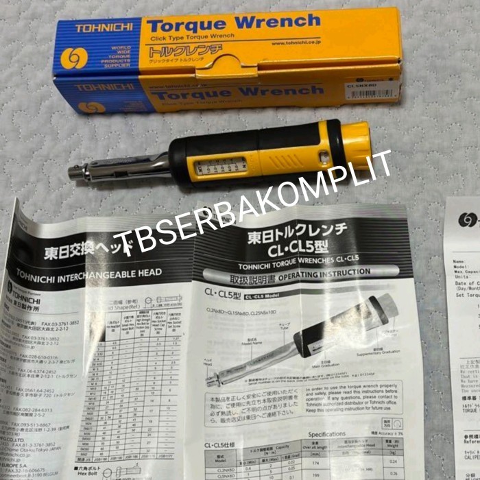 Jual Jual!!! Kunci Torsi Cl5Nx8D Tohnichi Interchangeable Torque Wrench Kunci Torsi | Shopee ...