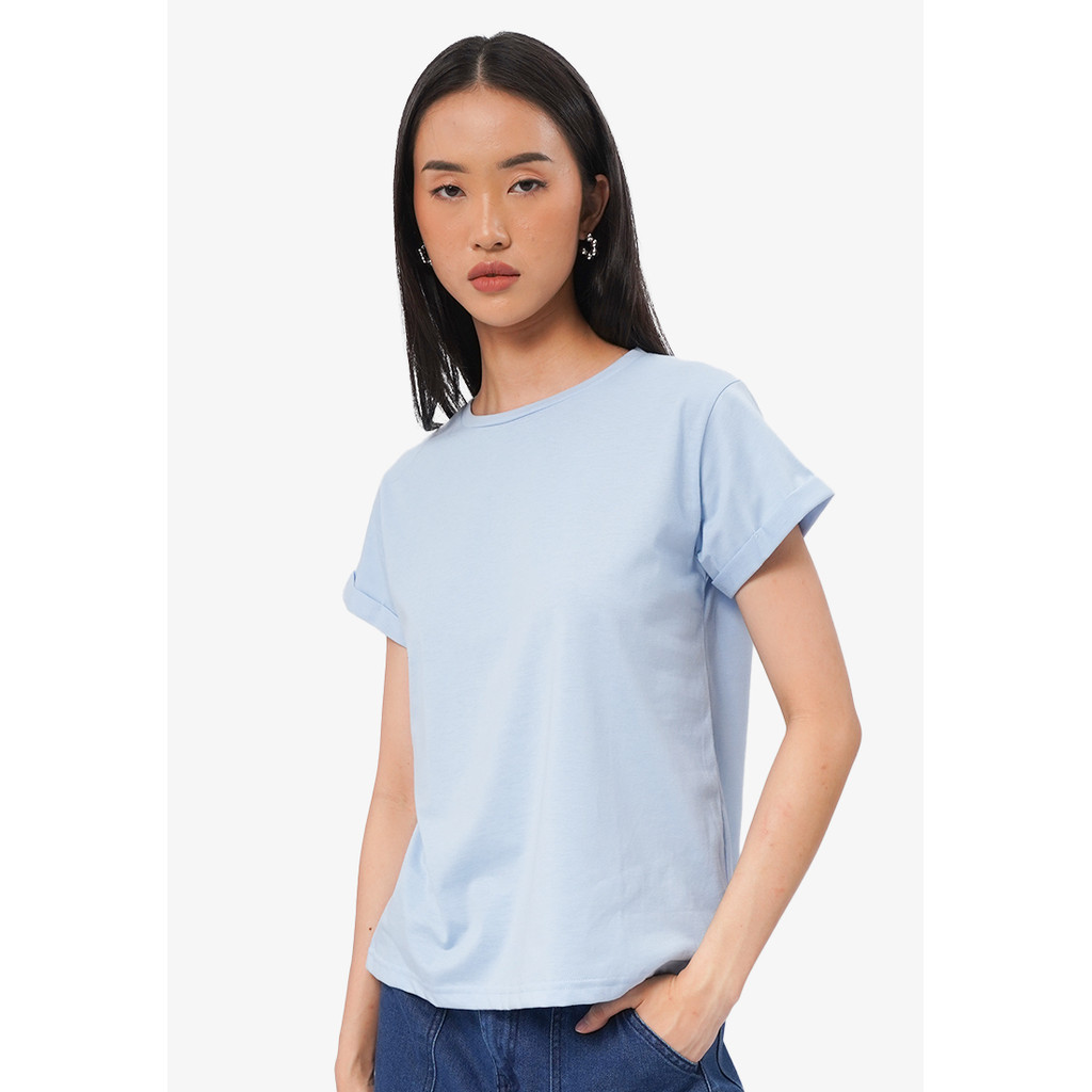Jual COLORBOX Short Sleeve Roll Up Tee Lt. Blue | Shopee Indonesia