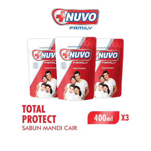 Jual Nuvo Family Sabun Mandi Cair Merah Total Protect Pouch 400 ml x3 ...
