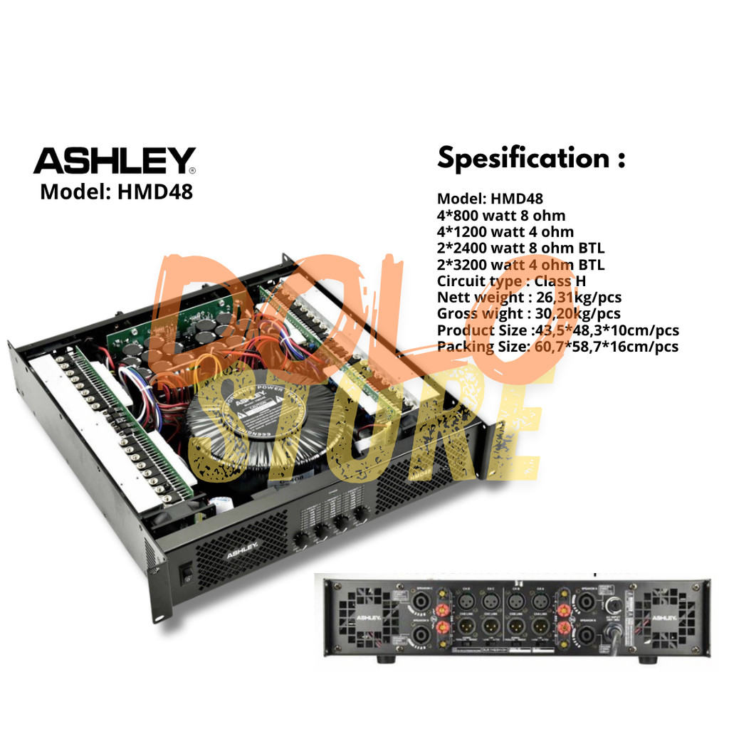 Jual ORIGINAL ASHLEY PROFESSIONAL POWER AMPLIFIER ASHLEY HMD 48 | 4 CHANNEL HMD48 | Shopee Indonesia