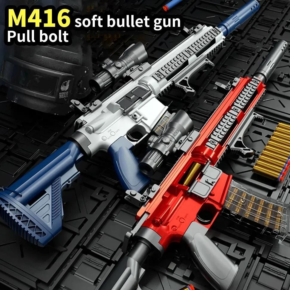 Jual 2024 M416 SHELL EJECTION SOFT BULLET TOY GUN EVA SNIPER RIFLE MANUAL LOADING WEAPON BOYS ...