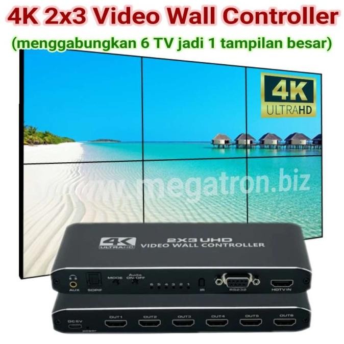 Jual NEW 4K 2x3 Video Wall Controller (Menggabungkan 6 TV jadi 1 ...