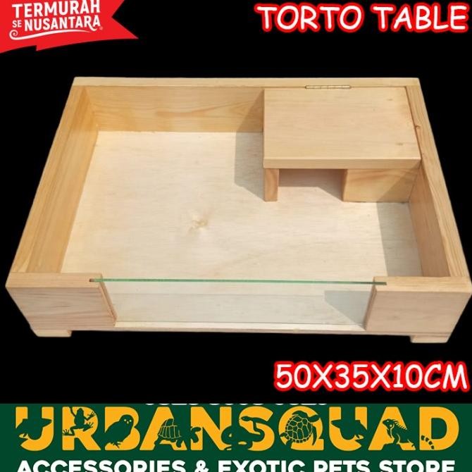Jual TORTO TABLE TORTAB KAYU KACA 50X35X10 CM KANDANG KURA SULCATA ...