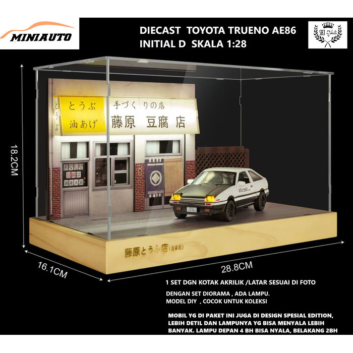 Jual Diecast miniauto diorama TOYOTA AE86 TRUENO initial D Box akrilik ...