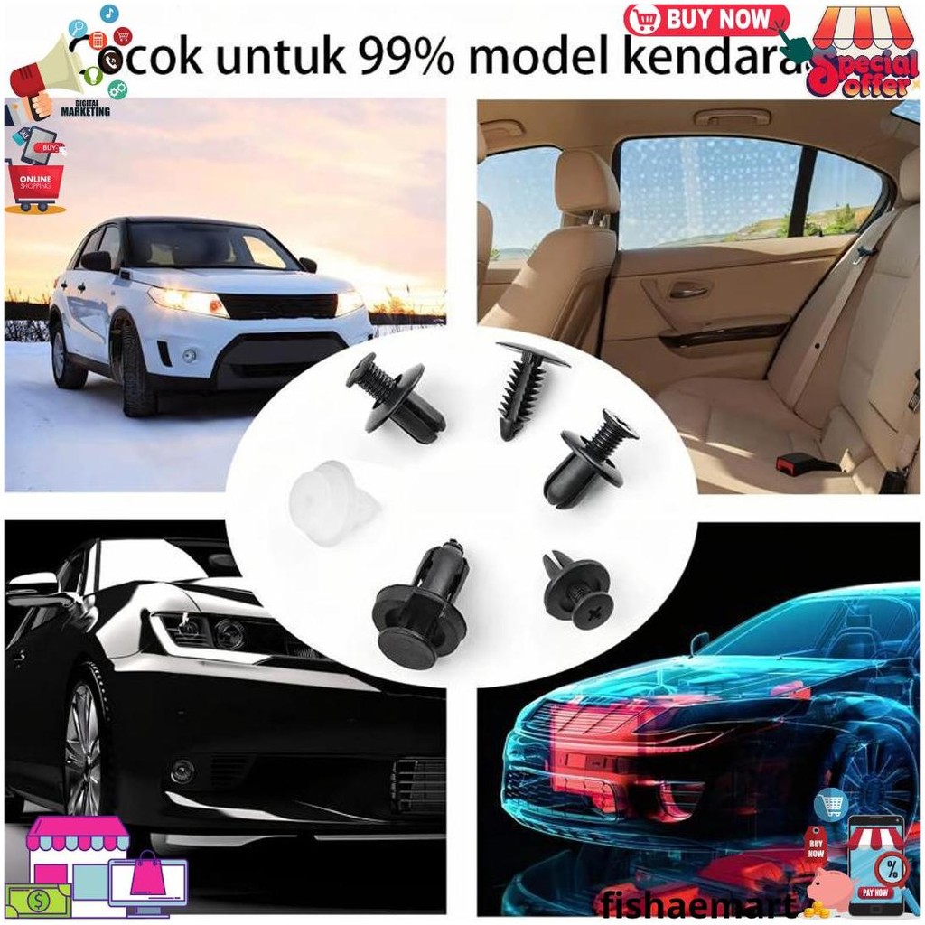 Jual 100PcsKlip Bumper Mobil Baut Rivet Mobil Baut Rivet Baut Rivet ...