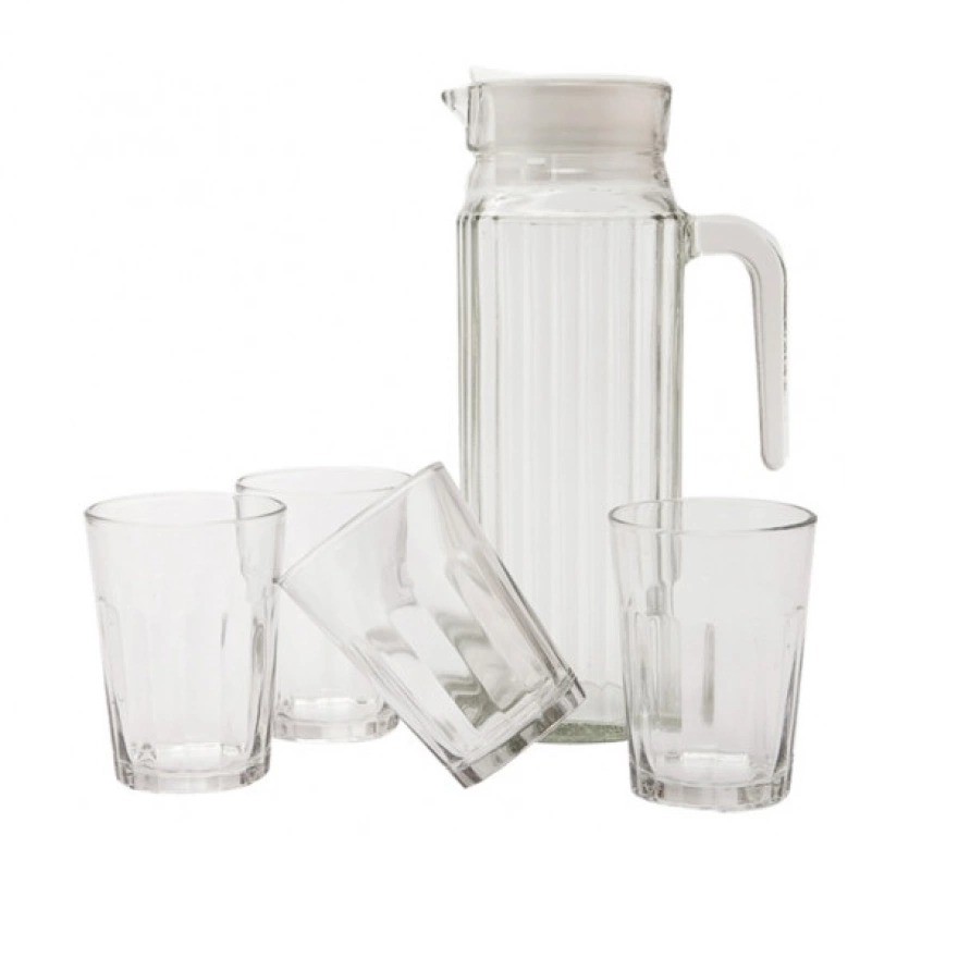 Jual BARAKATI - Teko Kaca Kim Set 5 In 1/Teko Serbaguna Bahan Kaca Kimset Cantik 1100ml + 4 Pcs ...