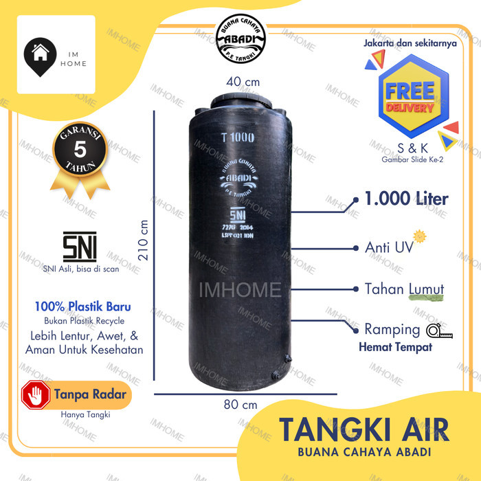 Jual Tangki / Toren Air Ramping BCA 1000 Liter Tipe Tinggi T1000 Murah ...