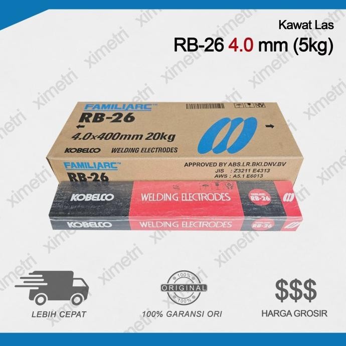 Jual Kawat Las Kobe Steel RB26 4.0 mm (5KG) / Las Elektroda RB 26 4,0 mm | Shopee Indonesia