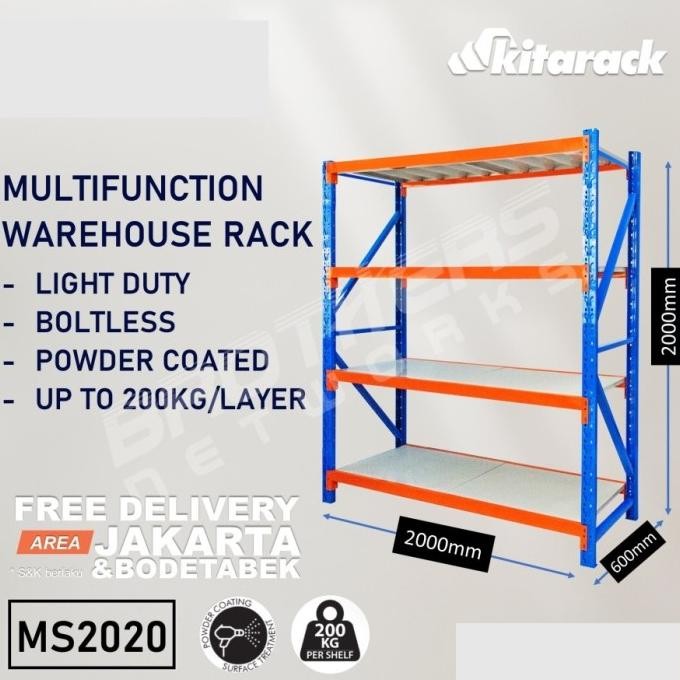 Jual WAREHOUSE RACK KITARACK MS2020 2 METER RAK GUDANG LIGHT DUTY 4 ...