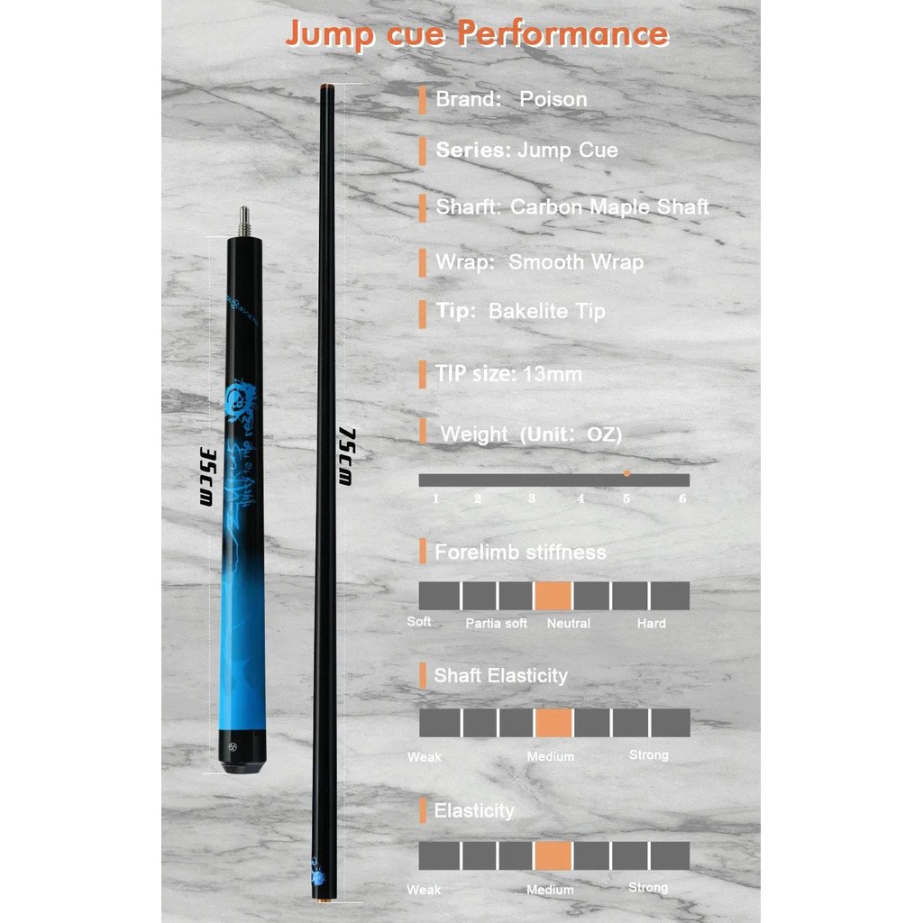 Jual poinos 42" jump jumper carbon maple shaft billiards pool cue stick ...
