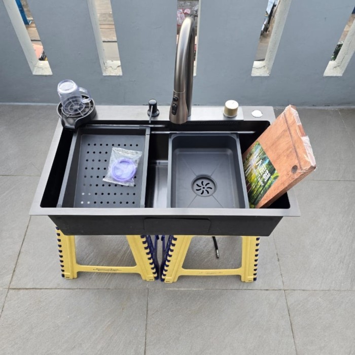 Jual Kitchen Sink Viral 7545 hitam omom/ kitchen sink moderen 7545 ...